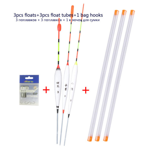3pcs/lot Composite Nano Fishing Floats +3pcs Float Tubes+1 Bag Gift Hooks River Lake Fishing ...