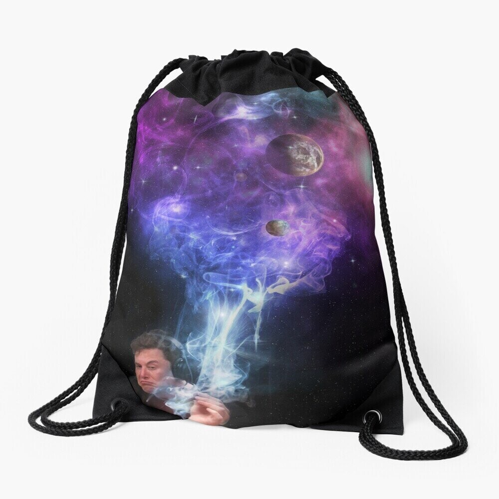 Drawstring Bag Elon Musk smoking outerspace weed Sport Gym Shoe ...