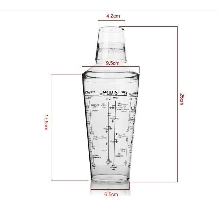 Kitchen Barware Bar Tools 700ml Transparent Pc Cocktail Shake Device ...