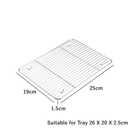 (Grid 25 X 19 X 1.5cm) Rectangle Food Storage Trays Stainless Steel BBQ ...