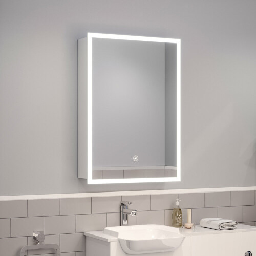 Wall Mount Anti Fog LED Bathroom Touch Control Mirror Cabinet 3 Colors ...