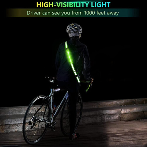 LED Reflective Belt Sash for Walking At Night,Rechargeable LED Light Up ...