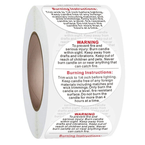 1.5inch Candle Warning Label roll Candle Jar Container Stickers ...