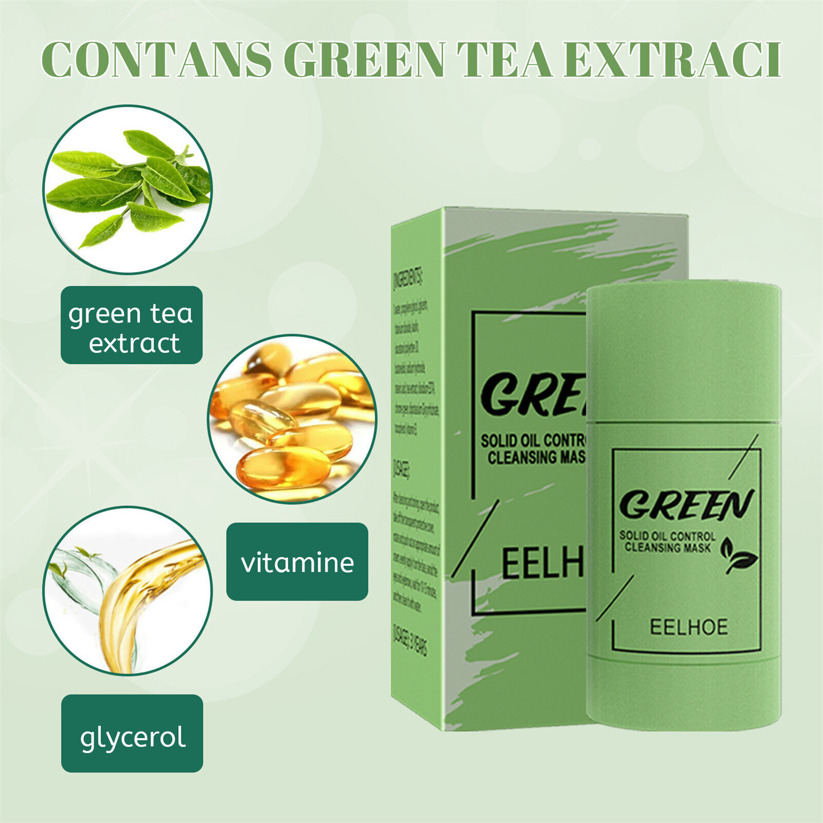 Girl Green Tea Solid Mask Deep Cleaning Mud Mask Stick Oil Control Anti ...