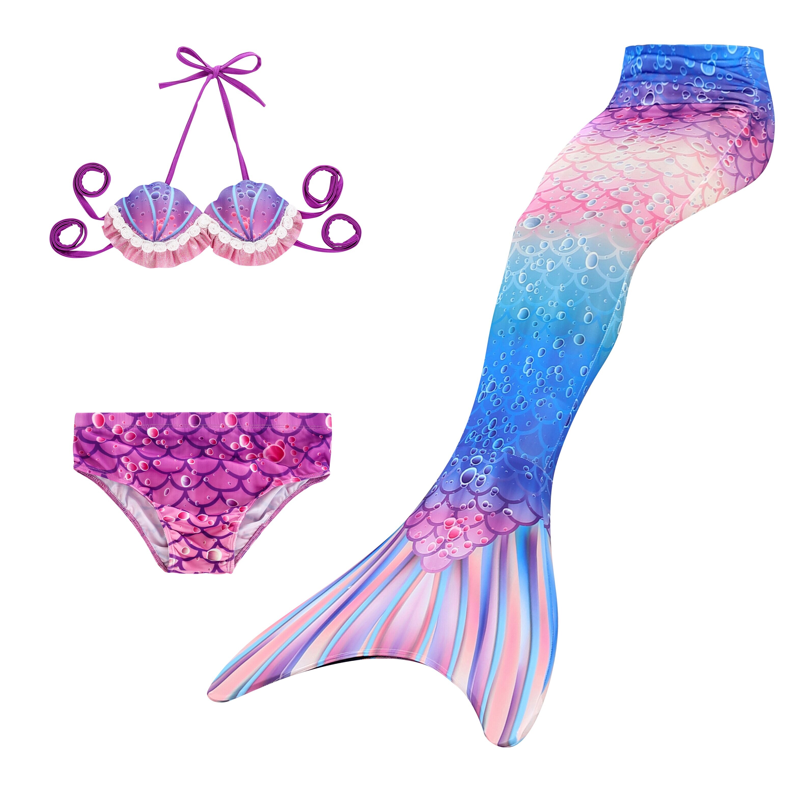 Girls Tail Mermaid Tails Kids Swimsuit Costumes Clip Monofins Bikini ...