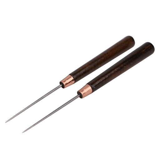 2PCS/Set Wooden Handle Awls DIY Leather Sewing Awl Shoes Repair Tool ...