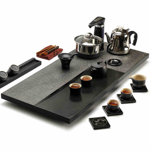complete tea set with tea tray black stone serving tray with induction ...