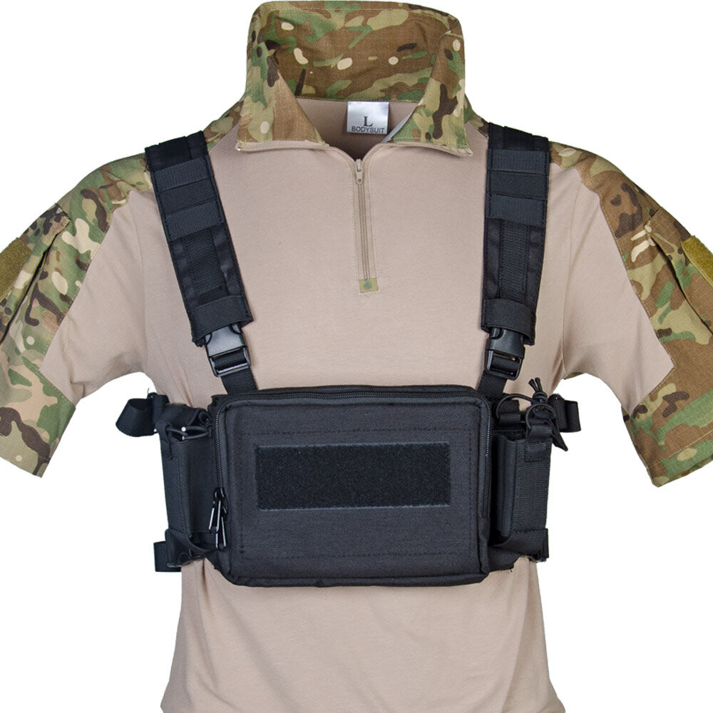 Men Tactical Vest Chest Rig H-harness Carrier Armor Rifle Pistol 5.56 ...