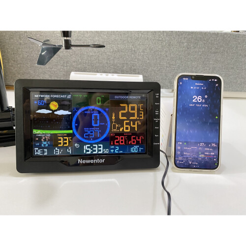 Newentor WiFi Weather Station Wireless Outdoor Sensor Rain Gauge ...