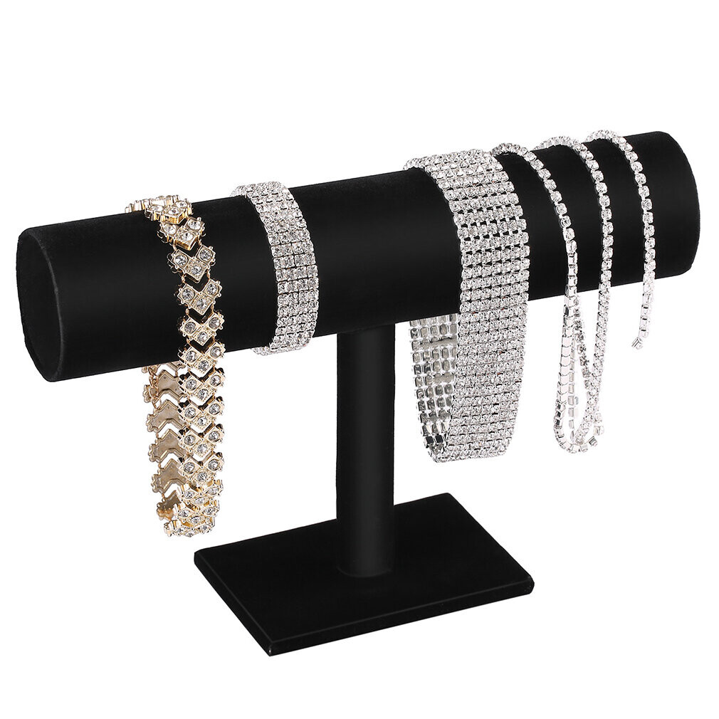 Black Bracelet Chain Watch T-Bar Rack Jewelry Hard Display Stand Holder ...