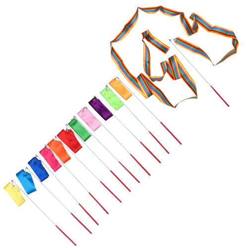 12pcs 4m Colorful Gym Ribbons Rhythmic Gymnastics Ribbon Ballet Dancing ...