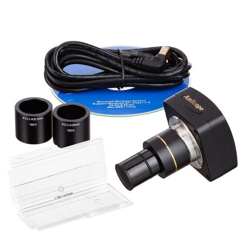 AmScope MU500-CK 5MP USB Microscope Camera + Software + Calibration Kit ...