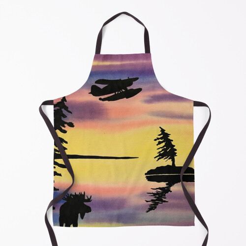 Northern Watercolour Moose and the Norseman Grill Aprons for Kitchen ...