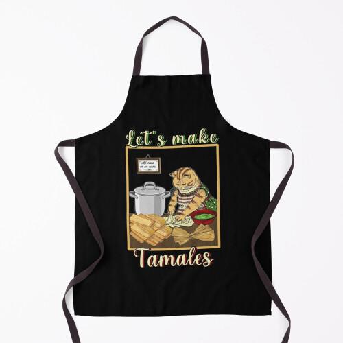Let's Make Tamales Funny cat cooking Mexican tamales Grill Aprons for ...