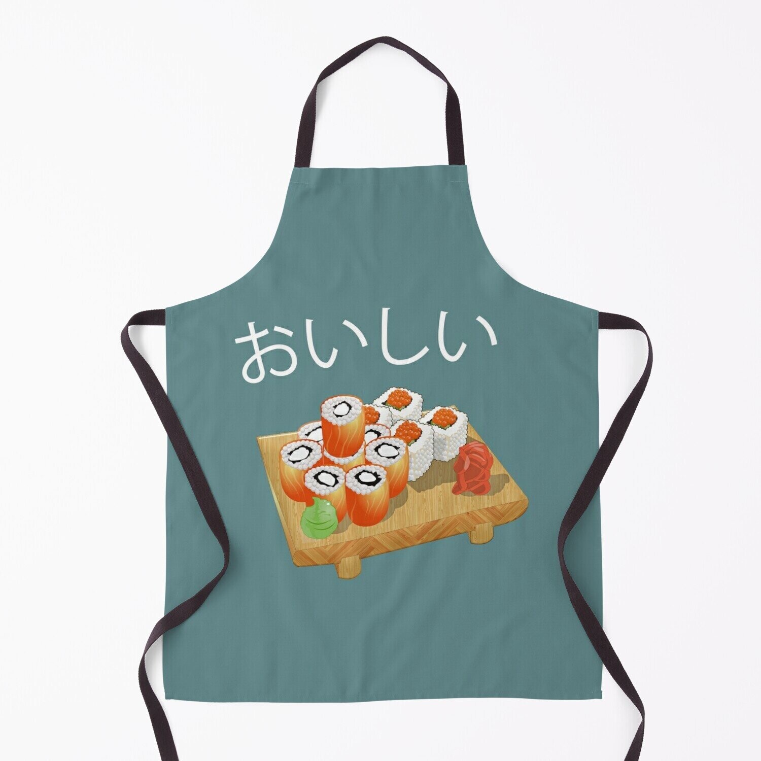 Oishii Hiragana Sushi rice with Wasabi Grill Aprons for Kitchen BBQ ...