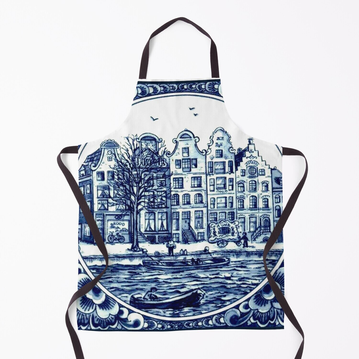 DUTCH BLUE DELFT : Vintage Boats in Canal Amsterdam Print Grill Aprons for Kitchen BBQ Chef on OnBuy