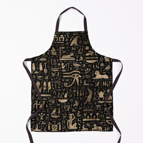Ancient Egyptian hieroglyphs - Black and gold Grill Aprons for Kitchen ...