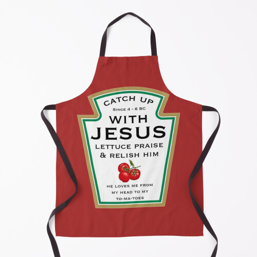 Jesus Gifts Grilling Apron Catch Up With Jesus Lettuce Praise Him ...