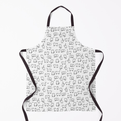 Funny white cats. Cute kitten and kitties. Cat pattern Grill Aprons for ...
