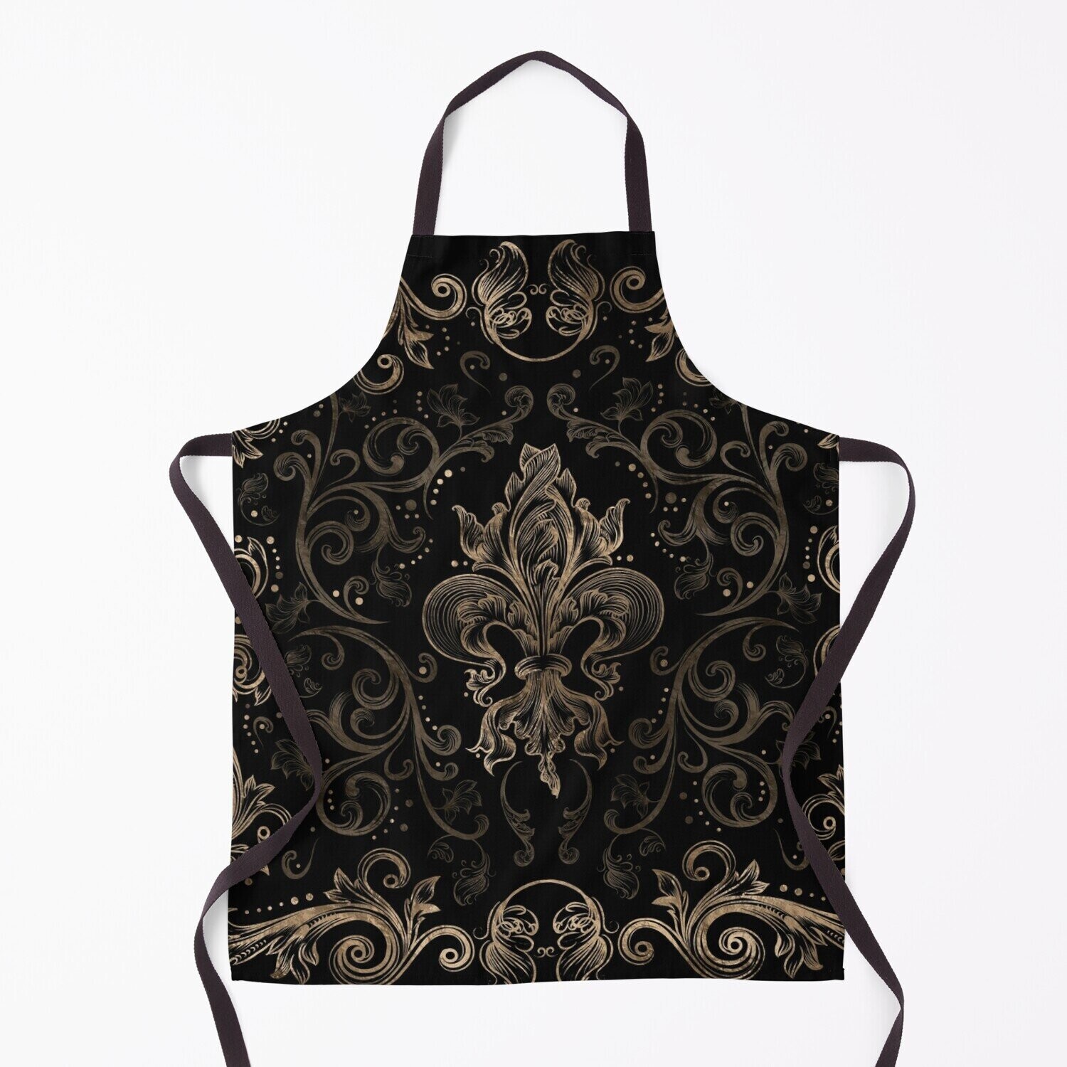 Fleur-de-lis ornament Black and Gold Grill Aprons for Kitchen BBQ Chef ...
