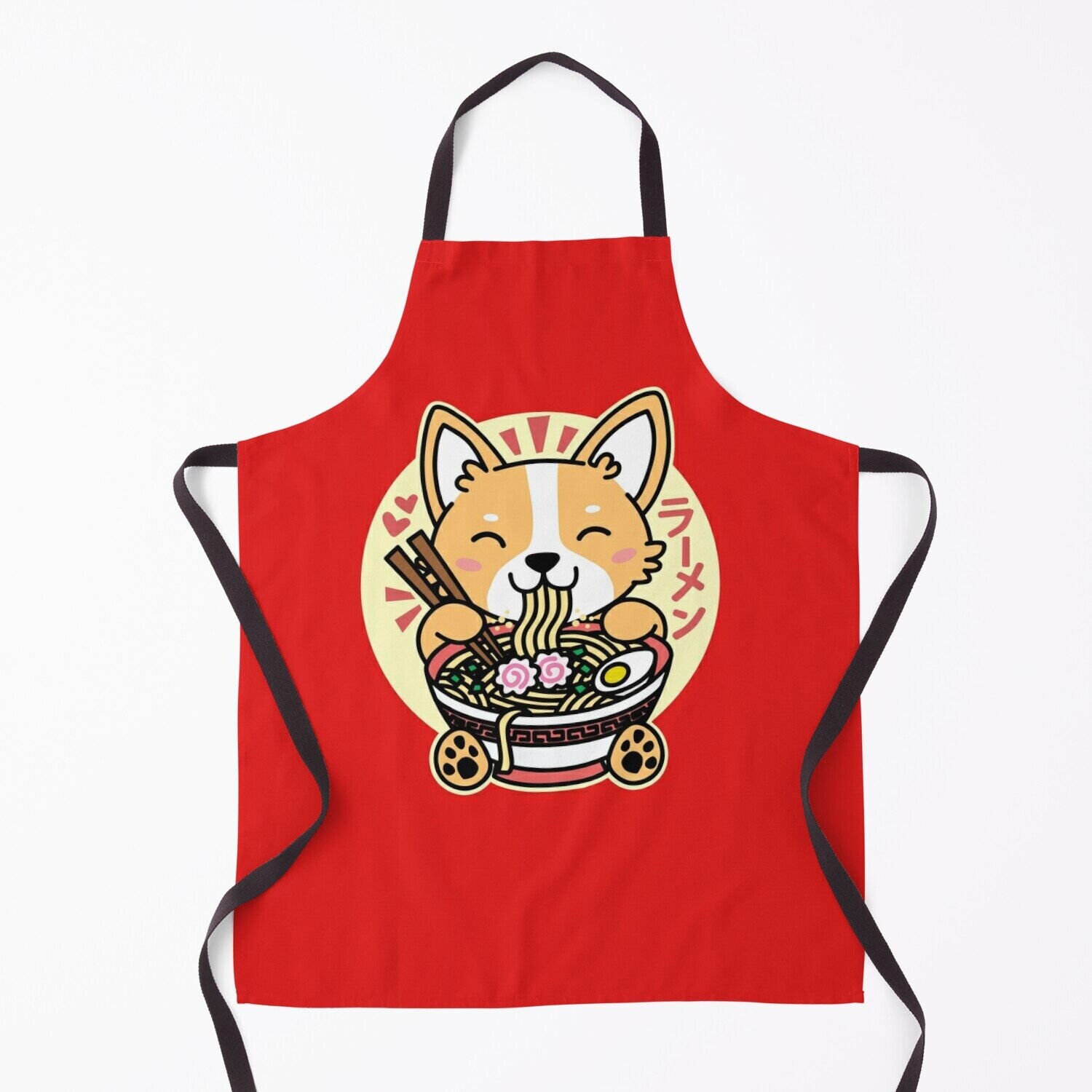 Corgi Eating Ramen Cute Kawaii Noodles Grill Aprons for Kitchen BBQ ...