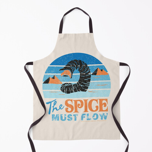 The Spice Must Flow - Vintage Sandworm Circular Shades of Blue - Dune (2021 film) Grill Aprons ...