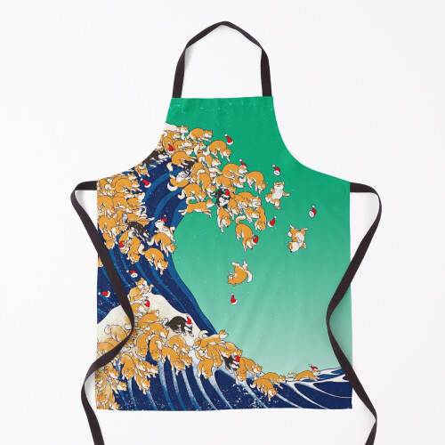 Christmas Shiba Inu in Great Wave Grill Aprons for Kitchen BBQ Chef on ...
