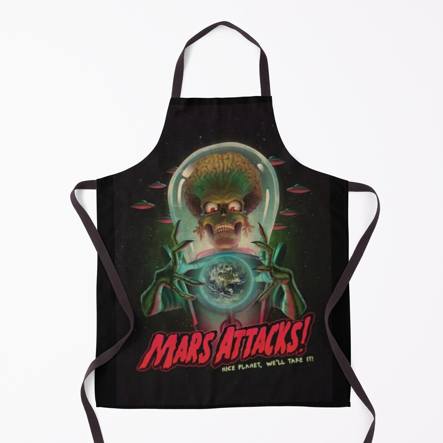 Mars Attacks! Ack! Vintage green alien martian Grill Aprons for Kitchen ...
