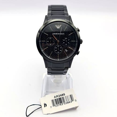 NEW EMPORIO ARMANI RENATO AR2485 STAINLESS STEEL BLACK ION MEN'S WATCH ...