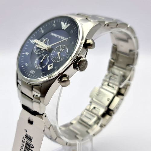 NEW EMPORIO ARMANI AR5860 STAINLESS STEEL AND BLUE DIAL MEN'S WATCH on ...