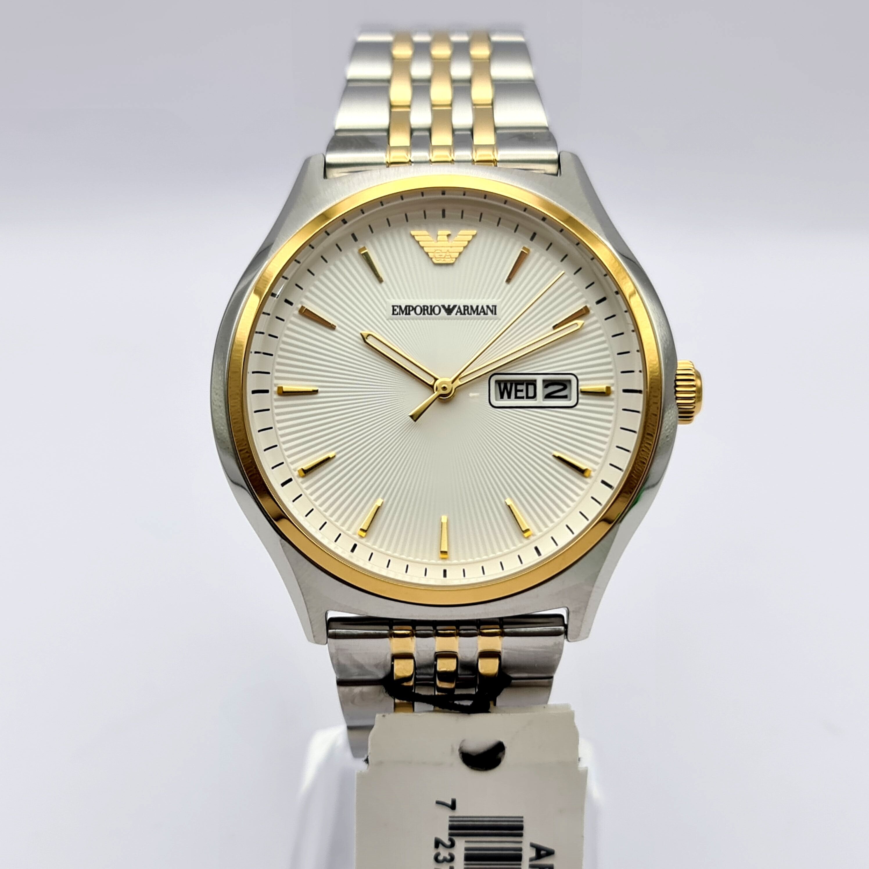MENS EMPORIO ARMANI AR11034 MENS WATCH CREAM TWO TONE GOLD & SILVER on ...