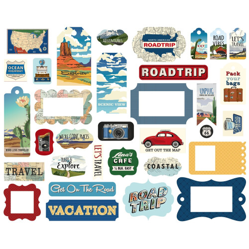 Carta Bella Cardstock Ephemera 33/Pkg-Frames & Tags, Road Trip ...