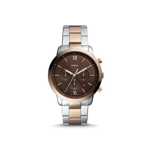 FOSSIL Men's Neutra Round Shape Two Tone Stainless Steel Chronograph ...