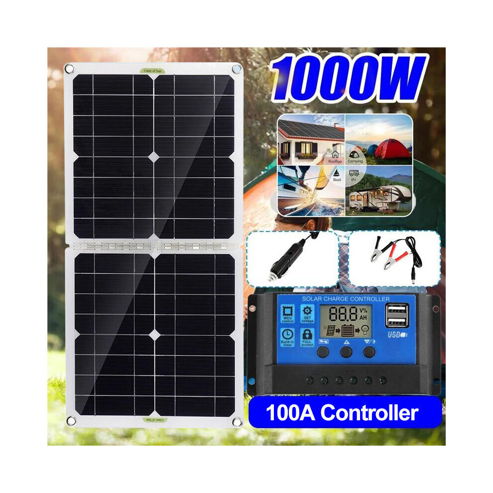 1000W Solar Panel kit 100A battery Charger Controller Caravan Van Boat ...