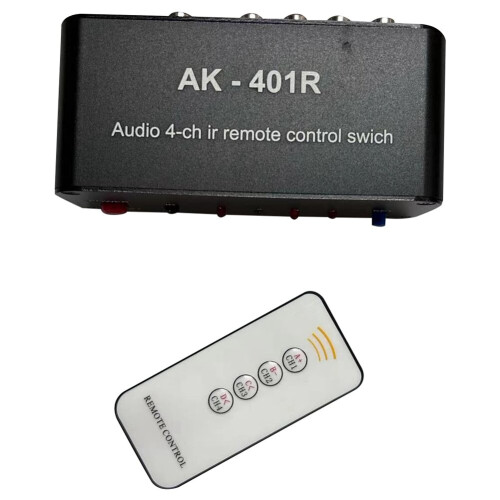 AK-401R 1 Input 4 Output RCA Audio Distributor Signal Selector Source Switcher Tone Volume for ...