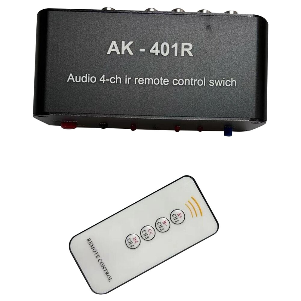 AK-401R 1 Input 4 Output RCA Audio Distributor Signal Selector Source Switcher Tone Volume for ...