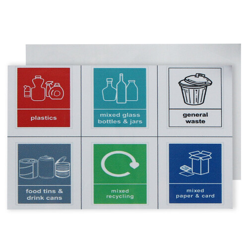 6Pcs Recycling Bin Sticker Trash Bin Stickers Classification Sign ...