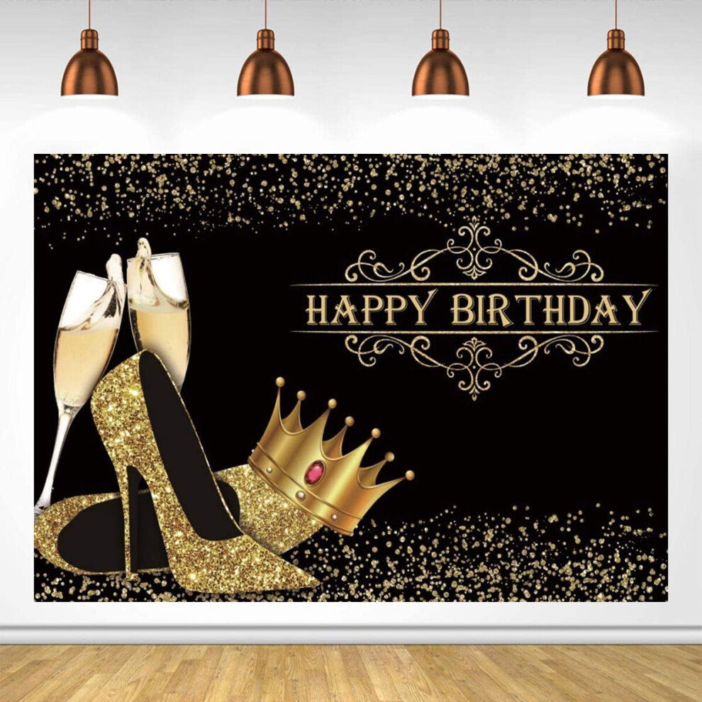 Happy Birthday Backdrop Lady Birthday Prom Party Background Shiny ...