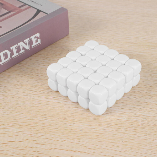 50 Pack 16MM Blank White Set Acrylic Rounded D6 Cubes for Game,Party ...