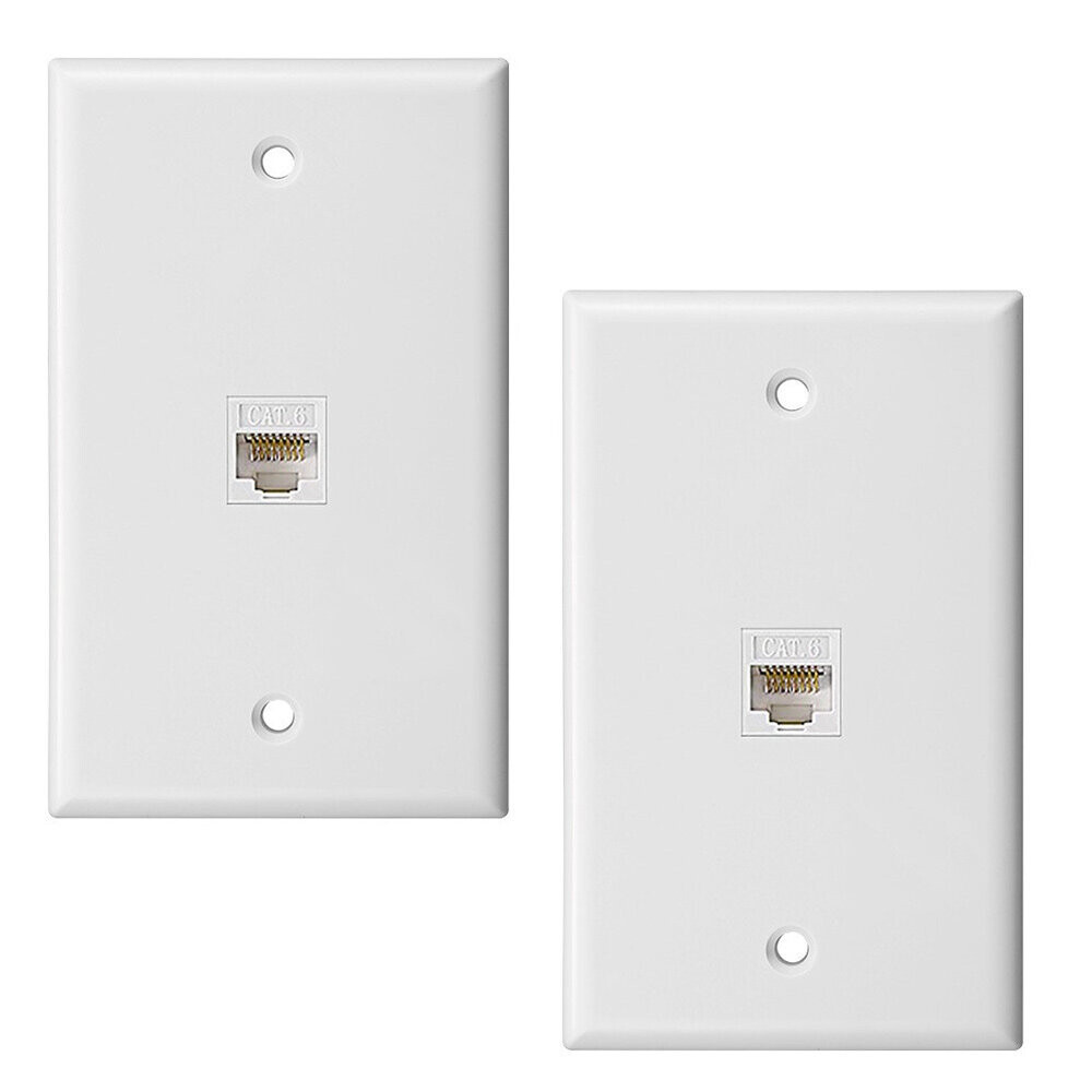 2-Pack 1-Port Ethernet Wall Plate, Wall Plate with RJ45 Female to ...