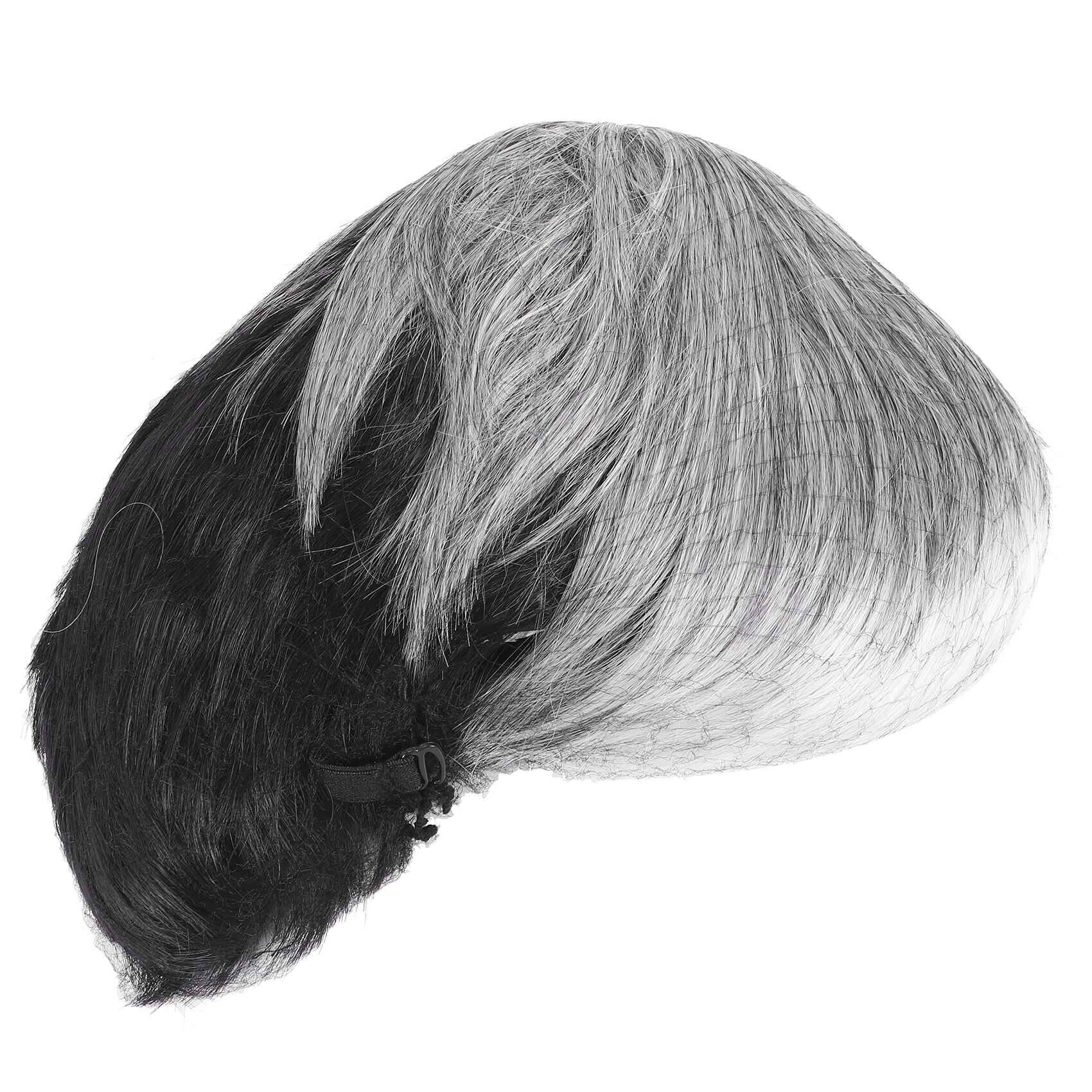 Men Short Straight Wig Ombre Grey Black Synthetic Wig For Male Hair Fleeciness Realistic Natural