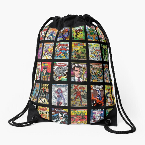 Drawstring Bag Vintage Superhero Evil Villains Comic Book Collection ...