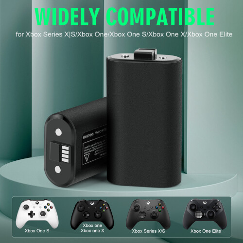 2 Pack Rechargeable Battery for Xbox one/Series X/s Wireless Controller With USB-C and mirco on ...