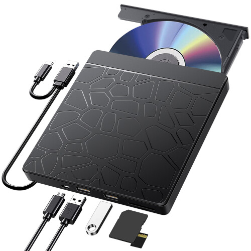 5 In 1 External Slim USB 3.0 Optical Drive Type C Portable DVD CD ...