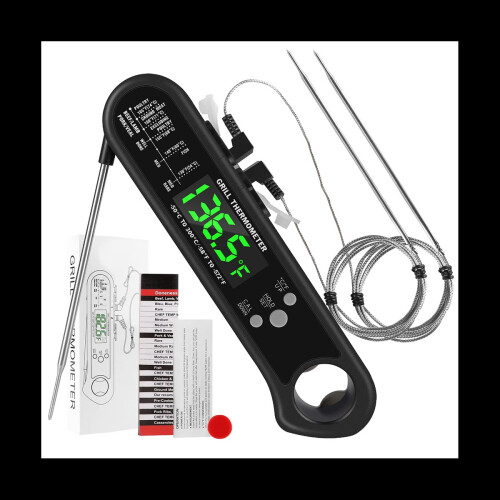 3 in 1 Digital Meat Thermometer, Instant Read Food Thermometer with 2 ...
