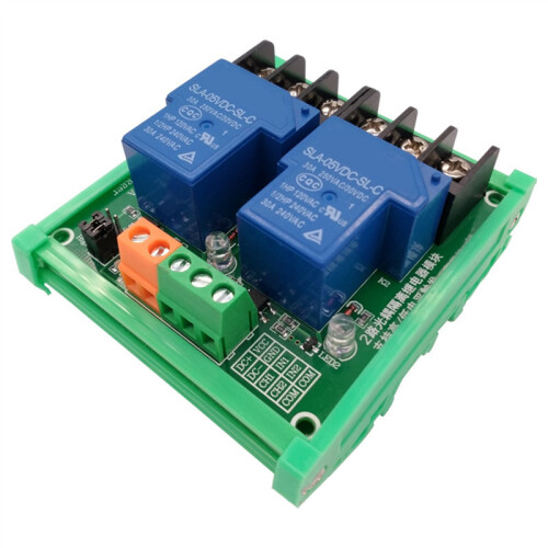 2 Channel Relay Module 30A with Optocoupler Isolation High Low Trigger for PLC with Guide Rail ...