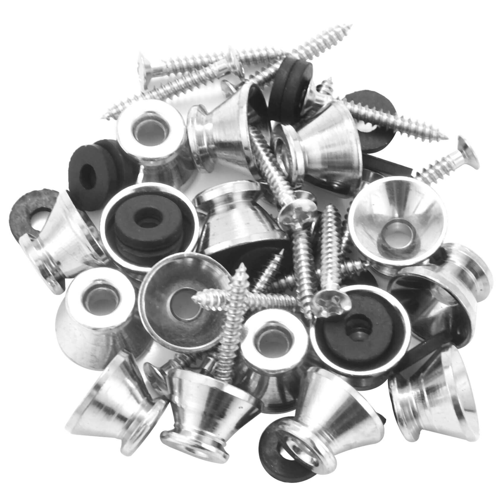 Guitar Bass Chrome Metal End Pin Strap Buttons Locks Cushion Screws ...