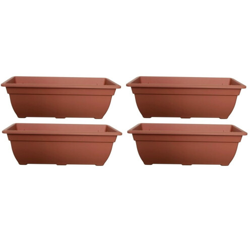 4x Bell Trough Planter Plant Pot 50cm Plastic Terracotta Colour on OnBuy