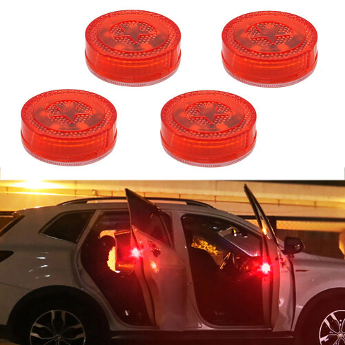 4 Pcs Anti Rear-end Collision Safety Lamps Car Door Opening Warning ...