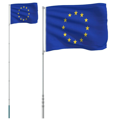 vidaXL Europe Flag and Pole Flagpole Decoration Flag Pole Kit Flag ...